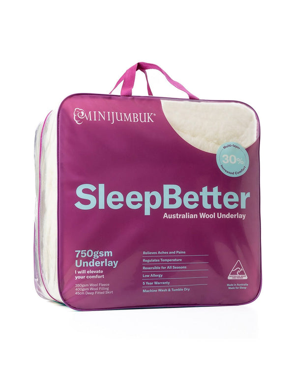 SleepBetter 750gsm Australian Wool Underlay | Mattress Toppers | MiniJumbuk