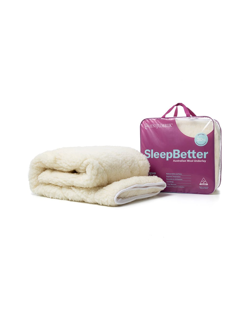 SleepBetter 750gsm Australian Wool Underlay | Mattress Toppers | MiniJumbuk